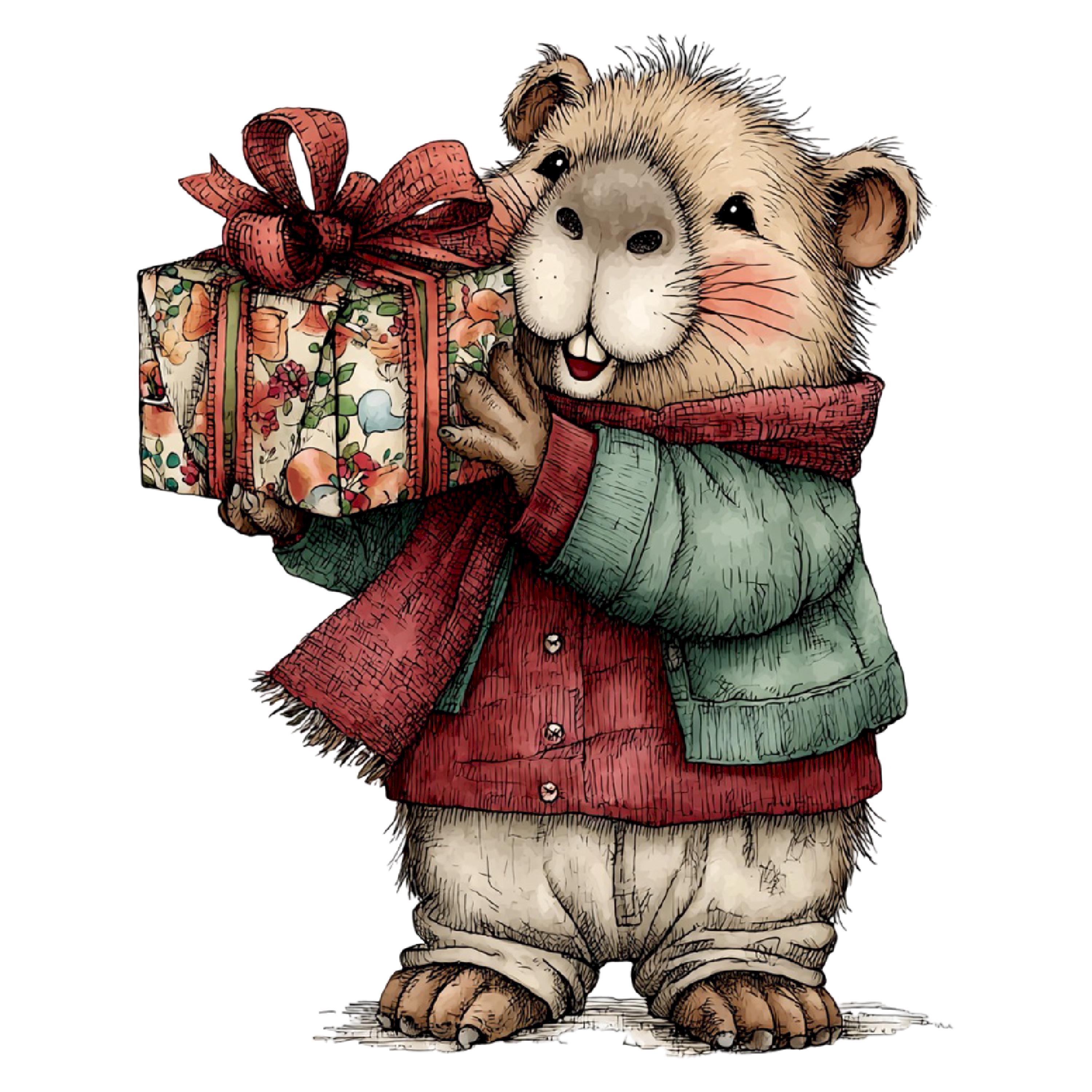 Christmas Capybara Clipart – Whimsical Watercolor Holiday Animal PNG ...