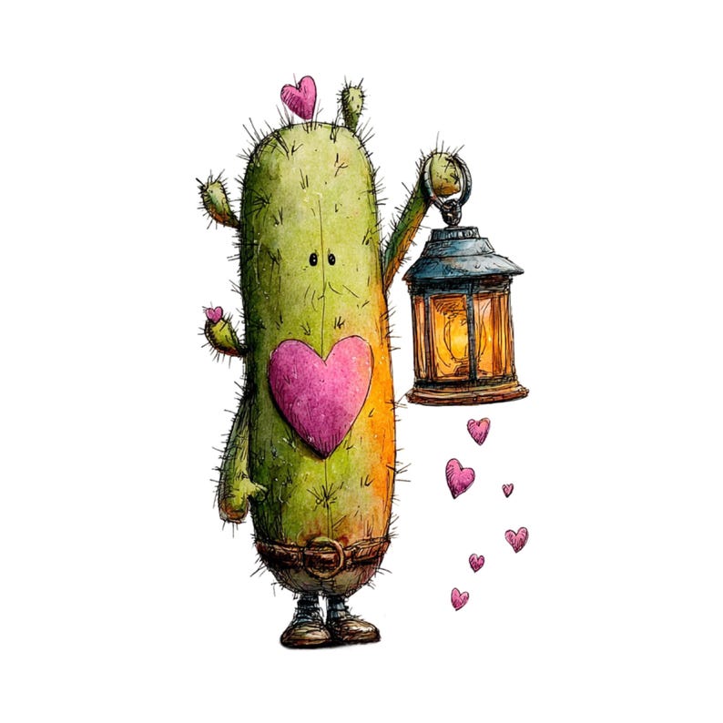 Whimsical Valentine Cactus Clipart Set: Romantic Desert Bundle 29 PNG ...