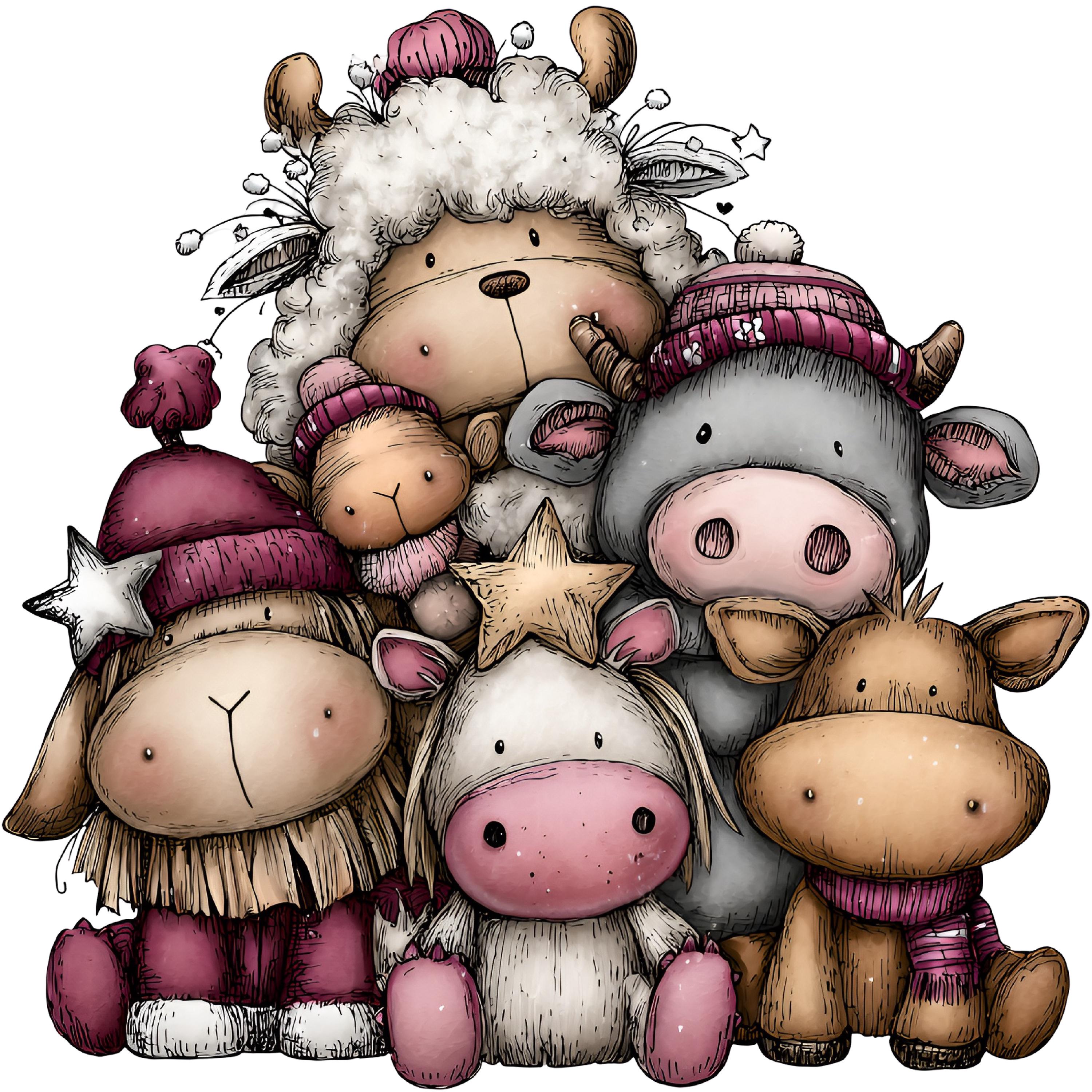 Farm Animals Christmas Clipart – Rustic Holiday PNG Set (instant ...