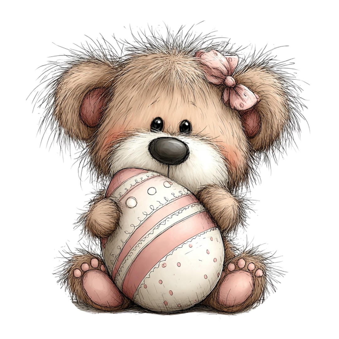 Whimsical Easter Teddy Bear Clipart Set: Spring Character Illustration ...