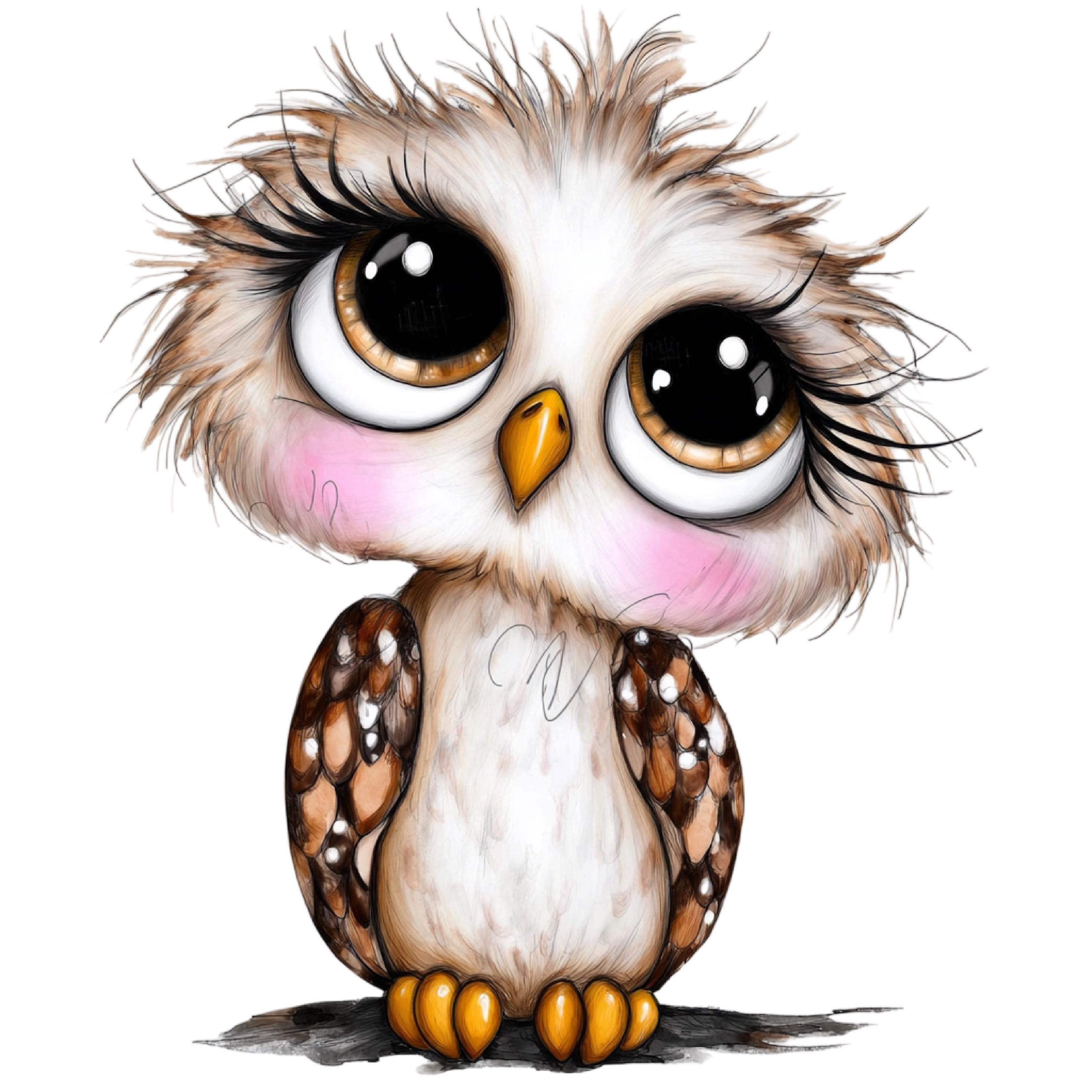 Whimsical Baby Snowy Owl Clipart – Winter Woodland PNG Set (instant ...