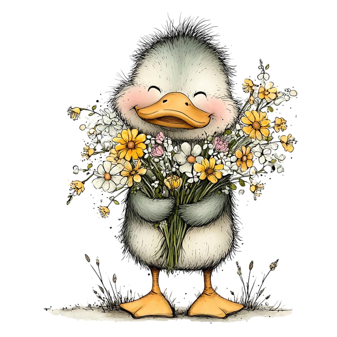Quirky Spring Duck Illustration PNG Bundle: Playful Seasonal Character ...
