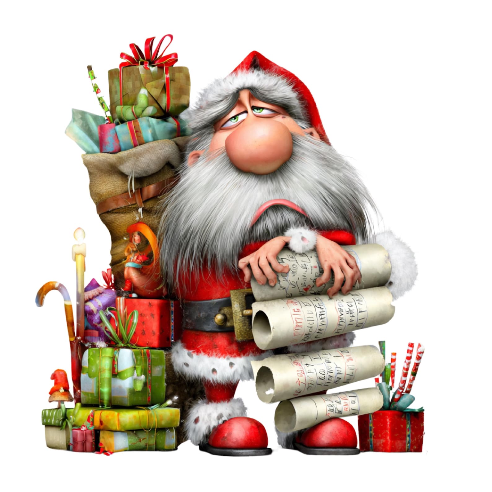 Quirky Busy Santa Clipart: Funny Christmas PNG Bundle (digital Download ...