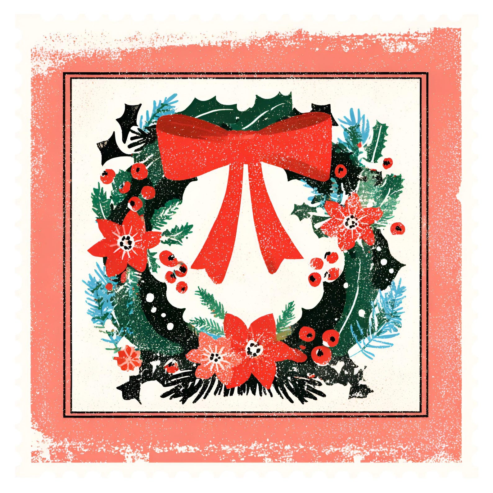 Christmas Postage Stamps Clipart: Holiday Mail PNG Images (digital ...