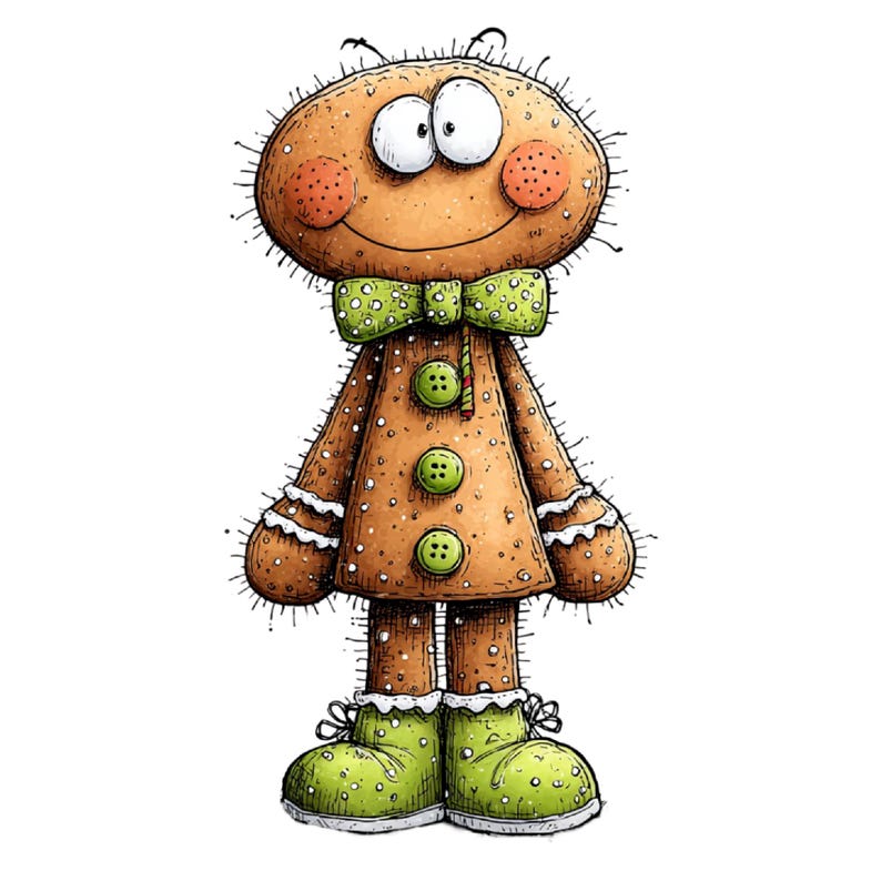 Whimsical Gingerbread Man Clipart: Cute Christmas PNG Images (digital ...