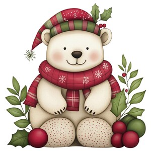 Cute Christmas Polar Bear Clipart: Whimsical Winter Holiday PNG Images ...