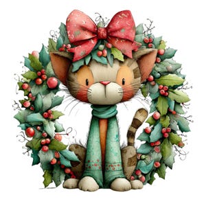 Whimsical Christmas Cats Clipart – Cute Holiday Kitty PNG Bundle ...