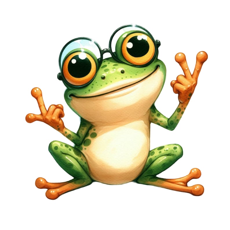 27 PNG Cute Frog Clipart Bundle, Funny Frog Clipart,watercolor Clipart ...