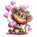 Valentine Monkey Illustration Set: Playful Love Character Art 32 PNG - Etsy