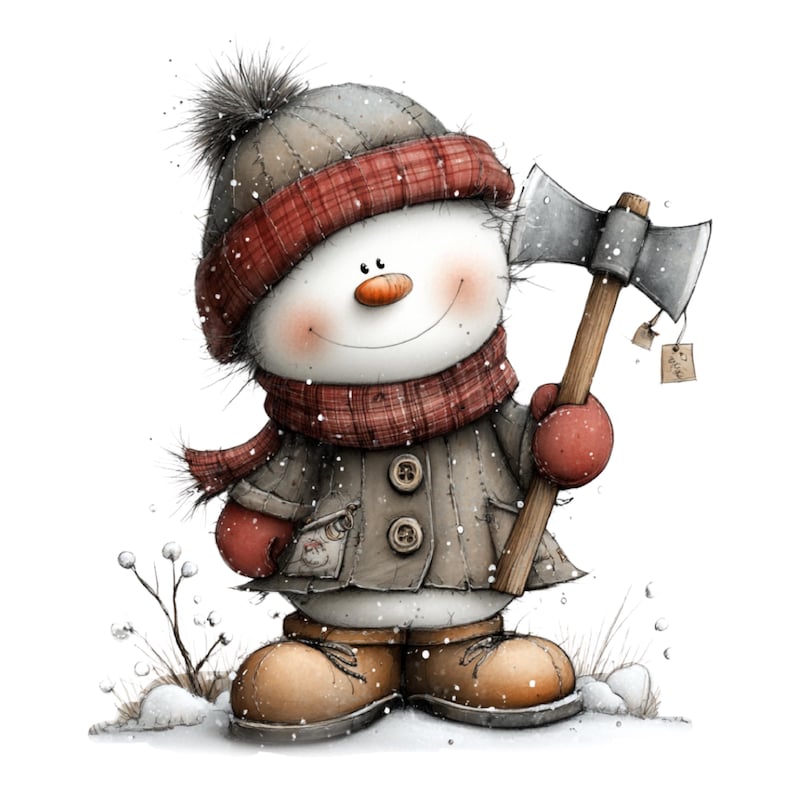 Vintage Snowman Clipart Sublimation: Retro Christmas PNG Bundle ...