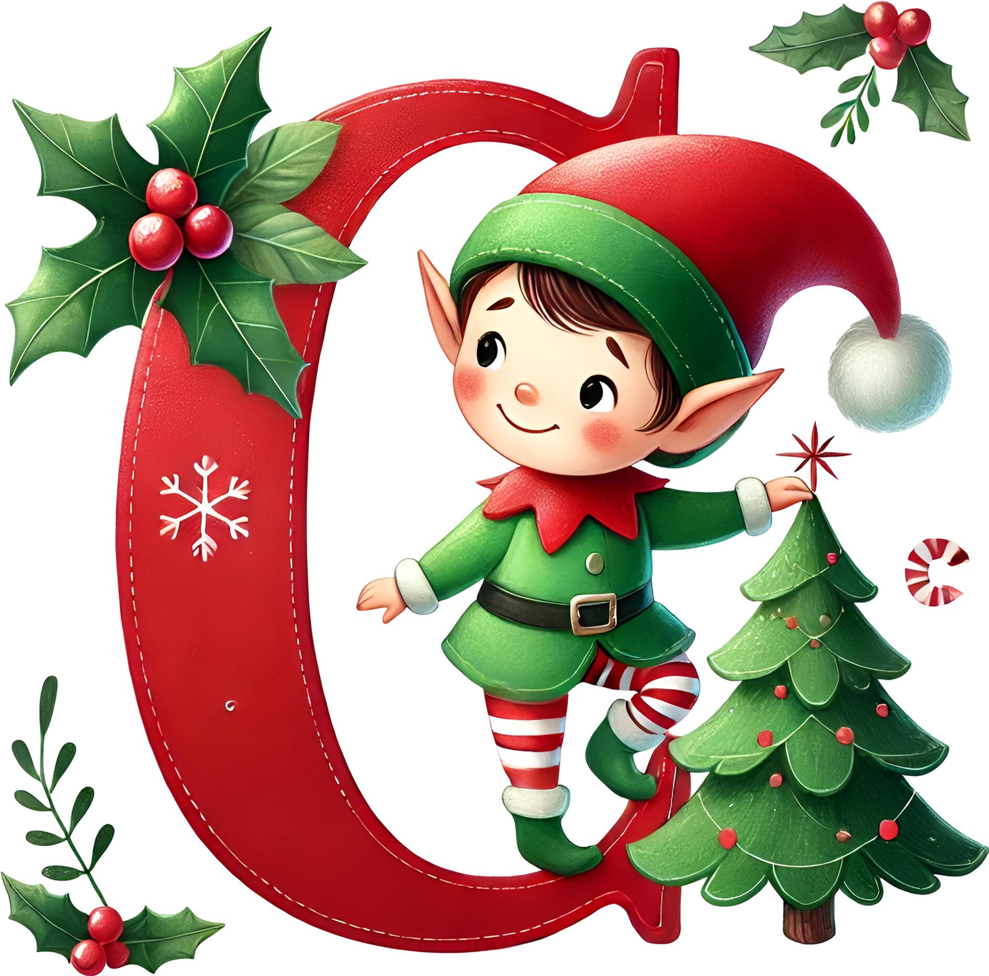 Christmas Elf Alphabet Numbers: Holiday Letter PNG Images (digital ...
