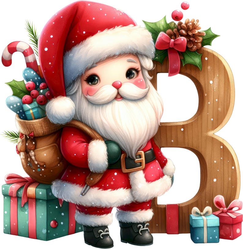 Christmas Alphabet Clipart PNG: Festive Number Set (digital Download ...