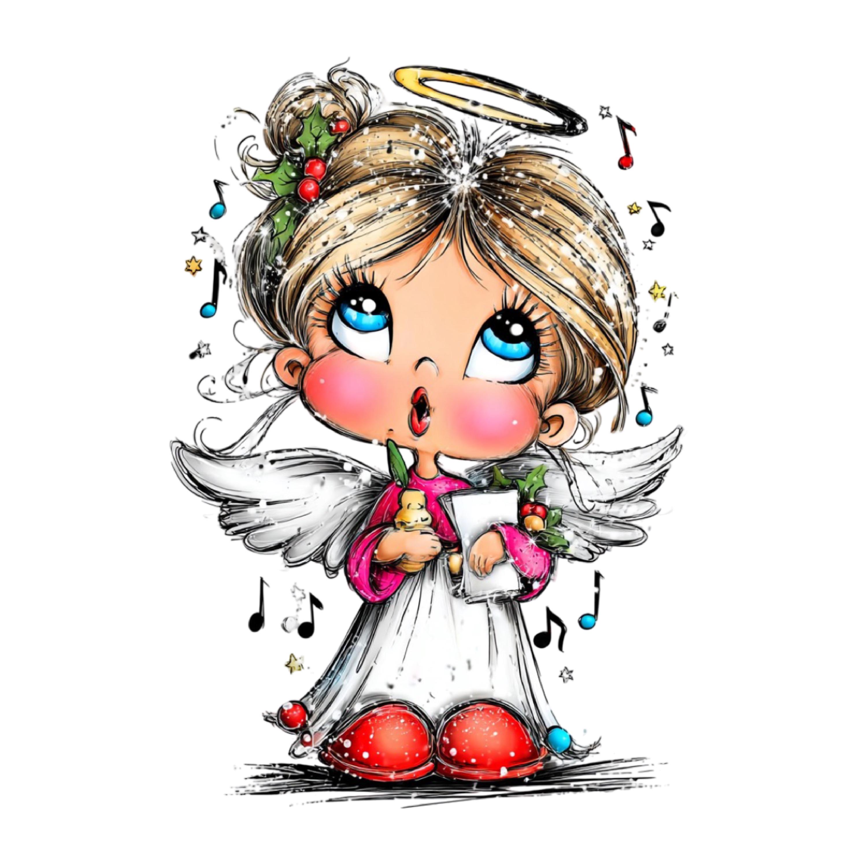 Hand-drawn Cartoon Christmas Angel Clipart: Cute Holiday PNG Images ...