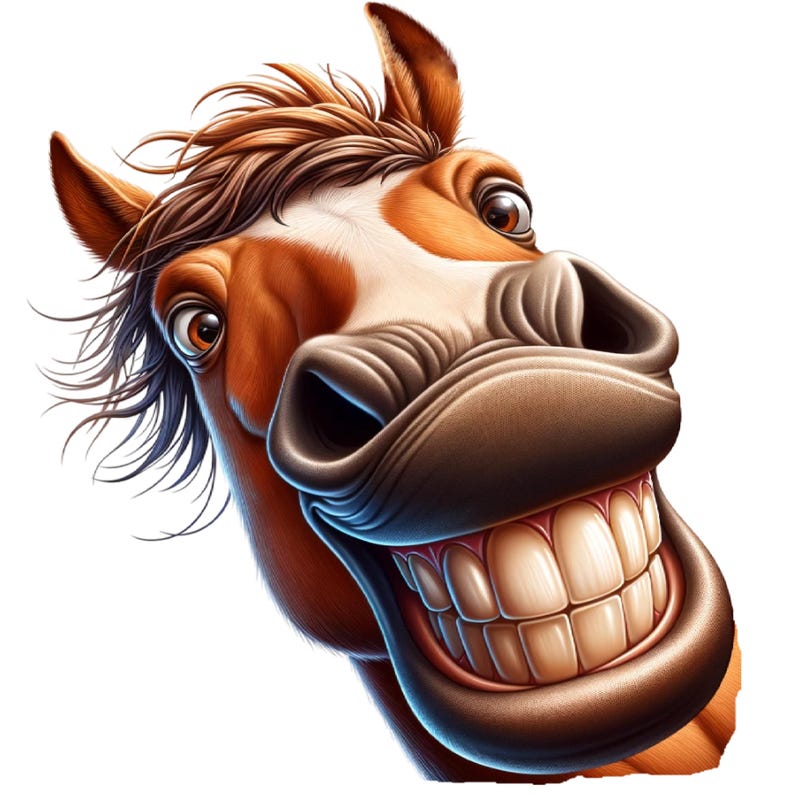 16 PNG Laughing Horse Face Clipart Bundle,color Clipart,digital ...