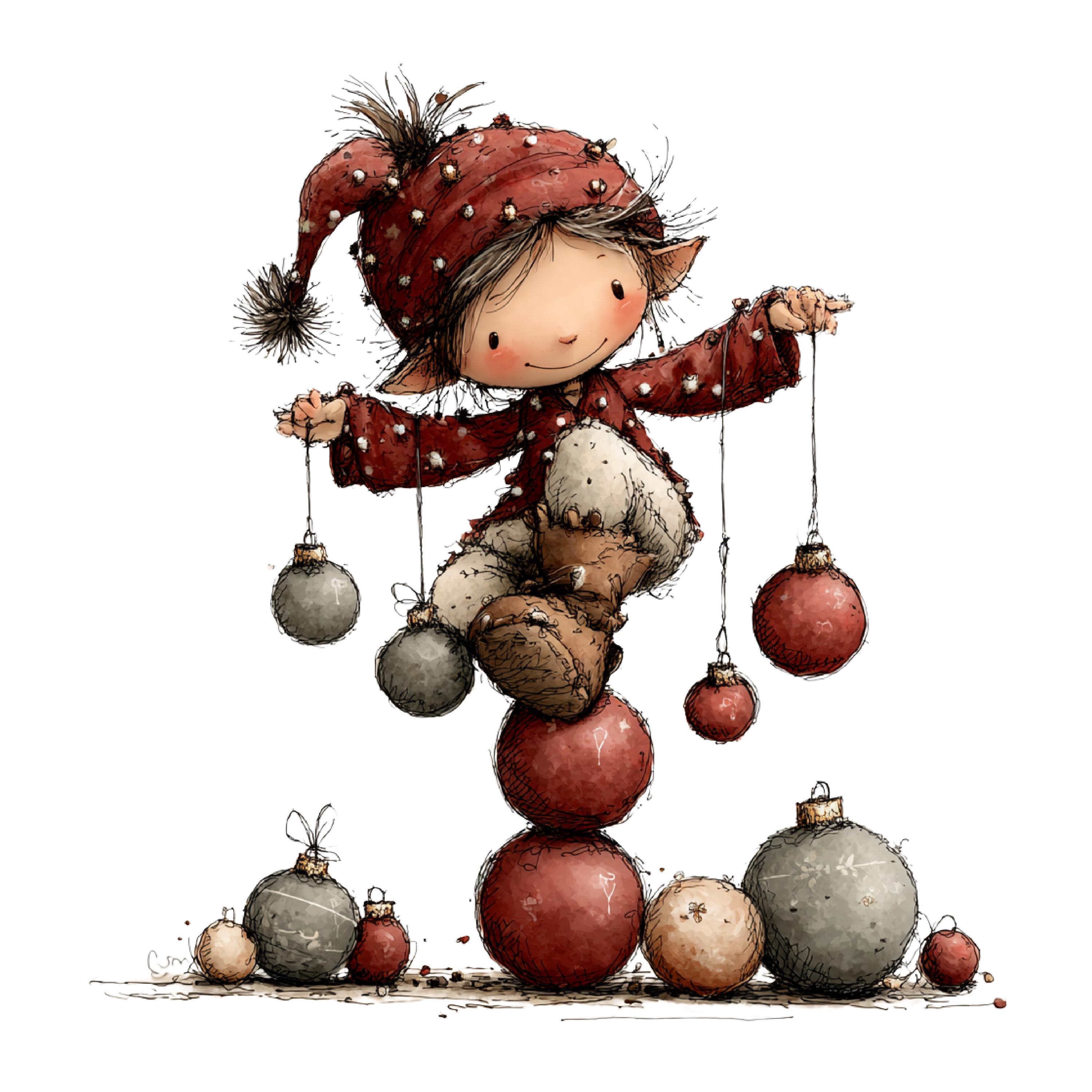 Whimsical Christmas Elf Clipart – Festive Holiday Character PNG Set ...