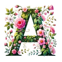 Watercolor Spring Alphabet Clipart – Floral Letter PNG Set (digital ...