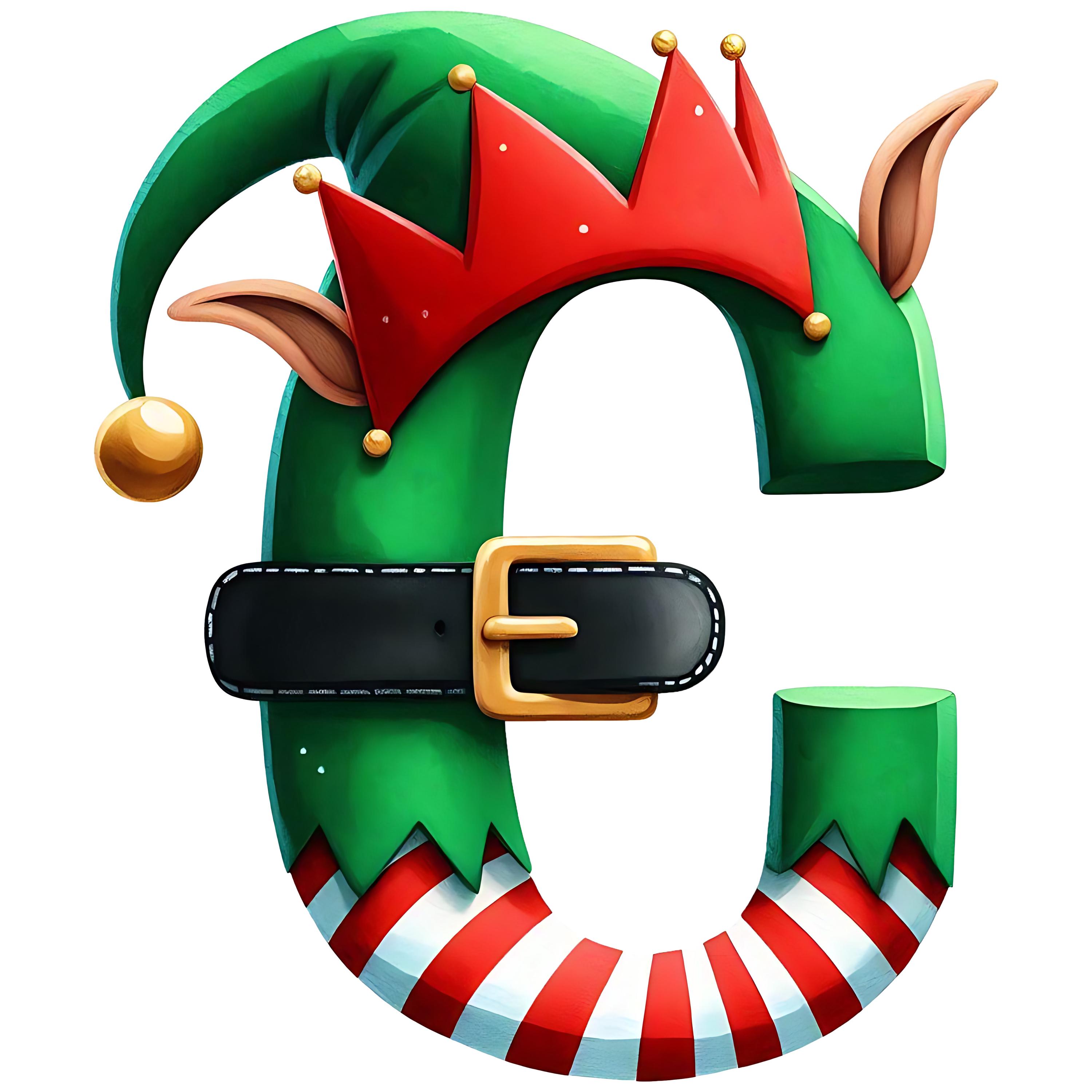 Christmas Elf Alphabet Clipart: Festive Holiday Letters & Numbers PNG ...