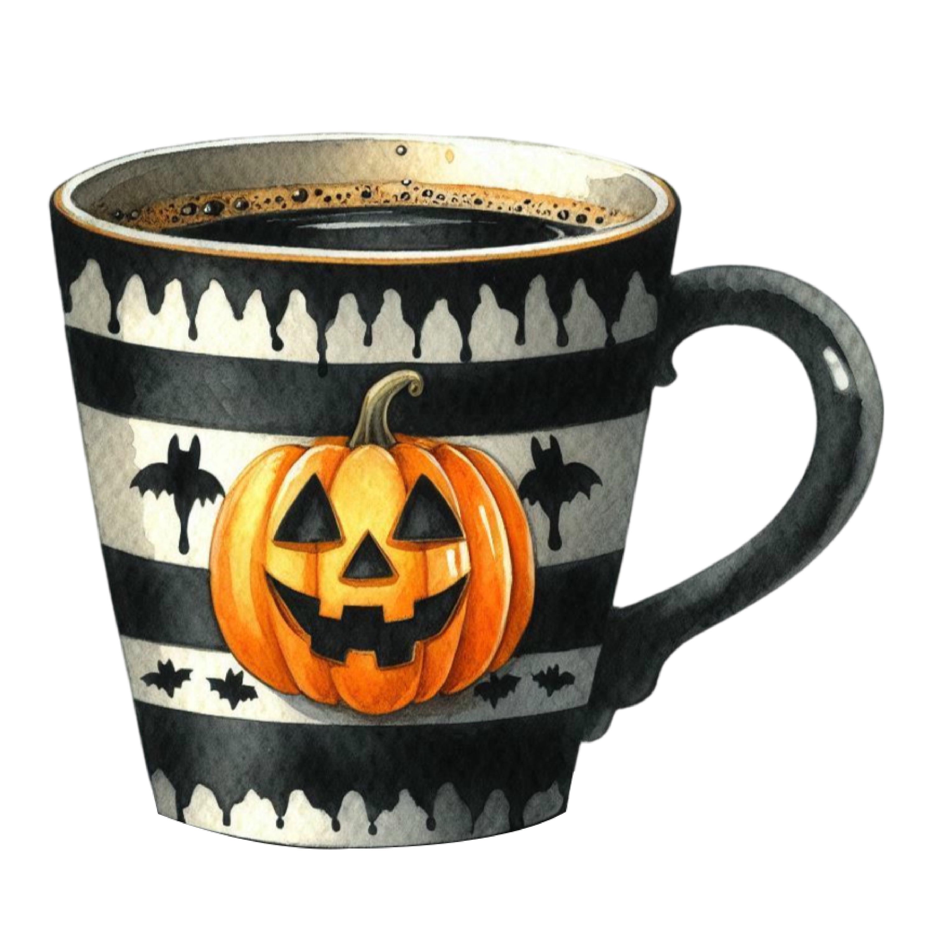 25 PNG Halloween Coffee Cup Clipart Bundle,cute Sublimation Clipart for ...