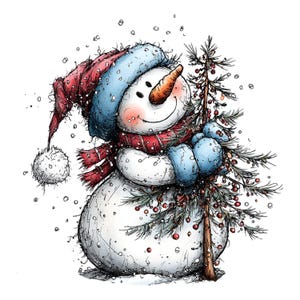 Whimsical Christmas Snowman PNG Set: Festive Watercolor Clipart Bundle ...