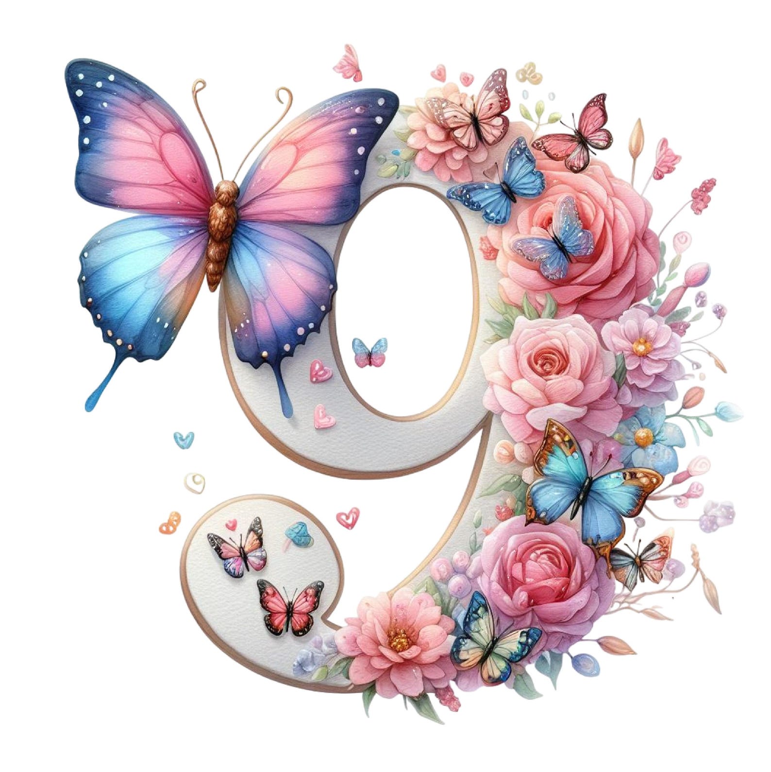 Watercolor Butterfly Alphabet and Numbers Clipart – Floral Letter PNG ...