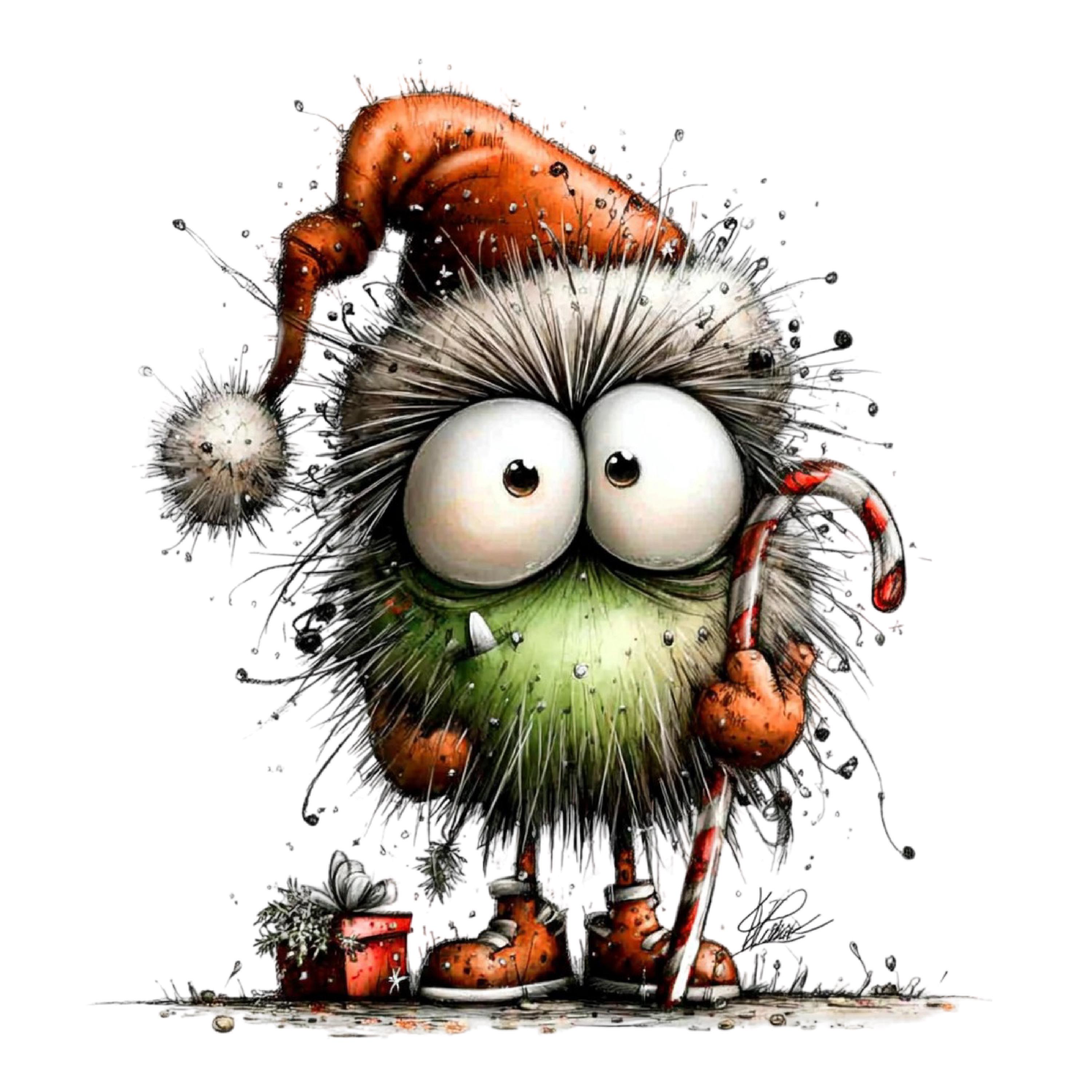 Christmas Monster Clipart – Funny Holiday Creature PNG Set (digital ...