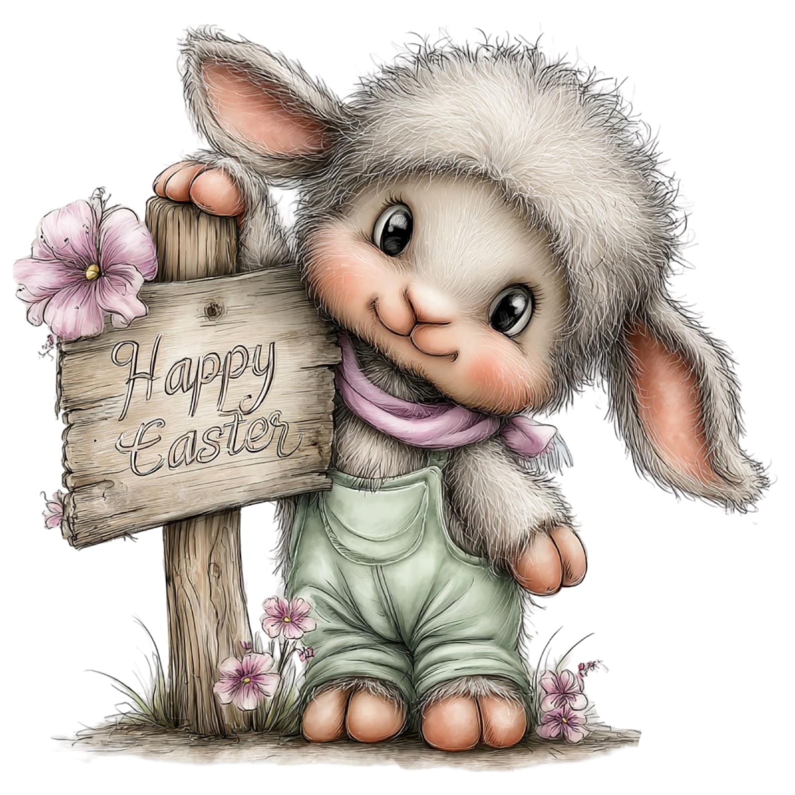 Whimsical Easter Farm Animals PNG Set: Watercolor Clipart Bundle 35 PNG ...