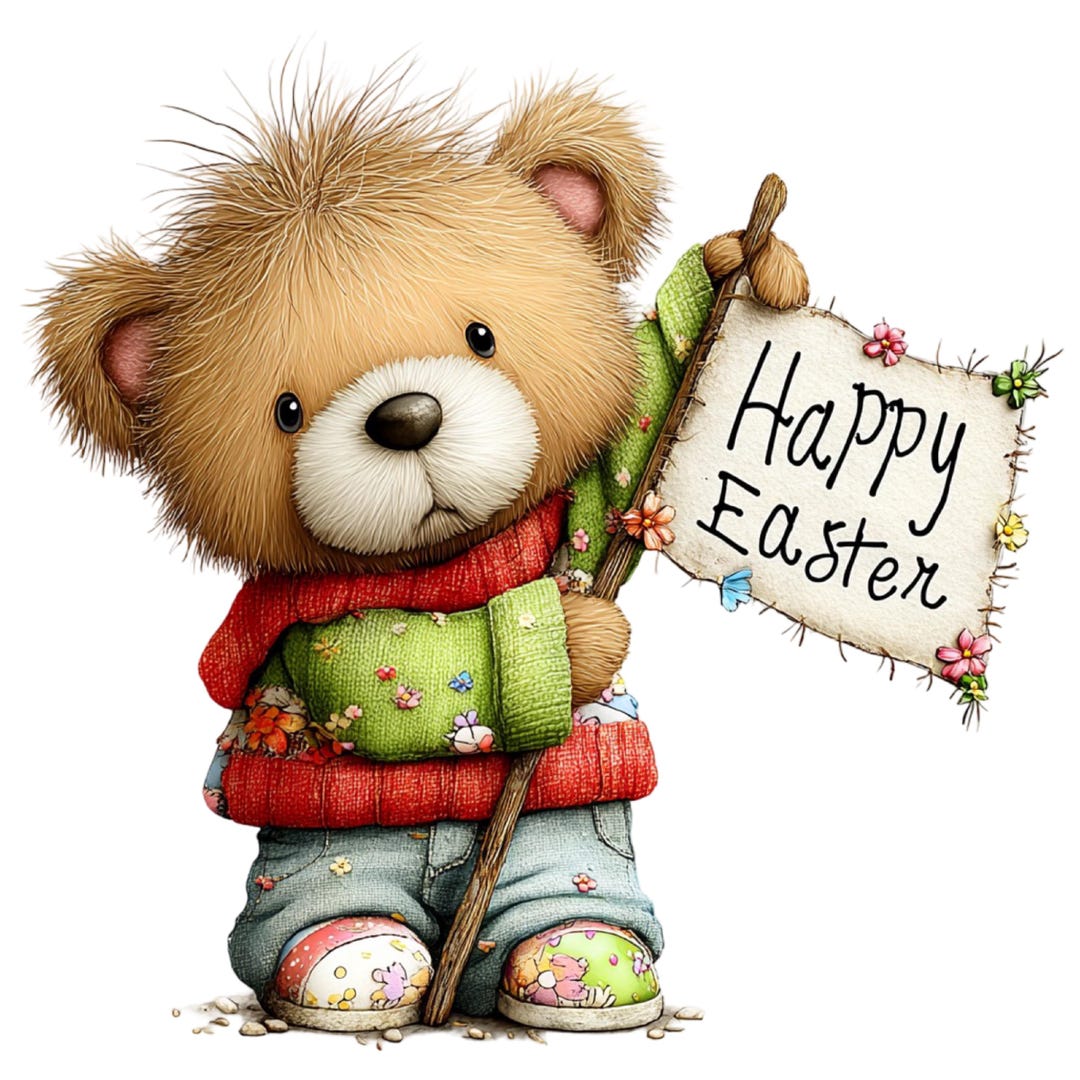 Whimsical Easter Teddy Bear Clipart Set: Spring Character Illustration ...