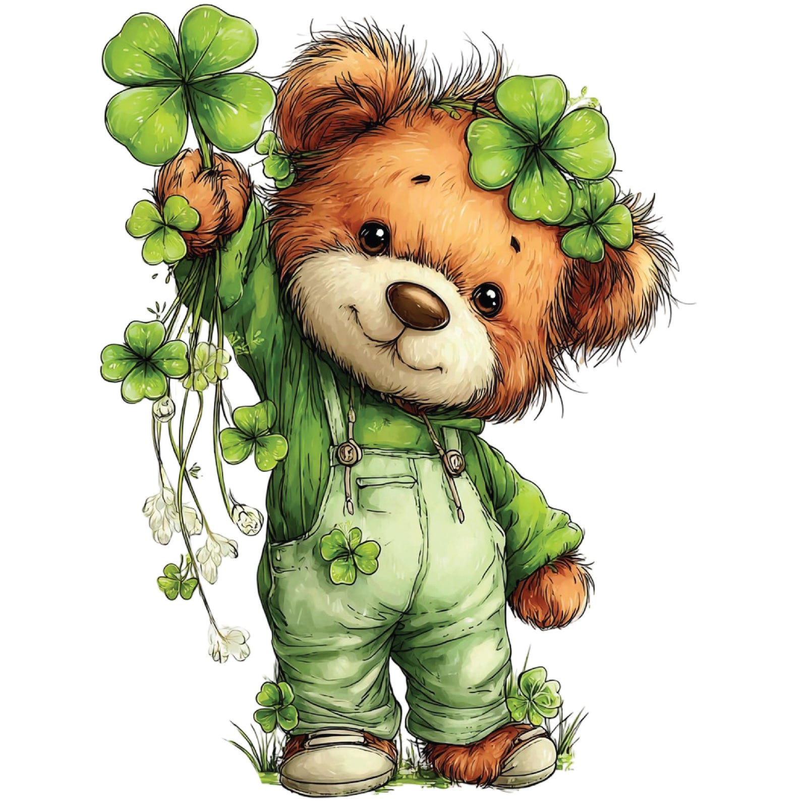 St. Patrick’s Teddy Bear Illustration: Irish Holiday Character Set 37 ...