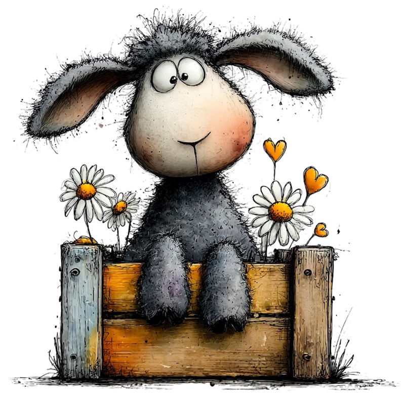 Whimsical Farm Sheep Clipart – Watercolor Country Animal PNG Set ...