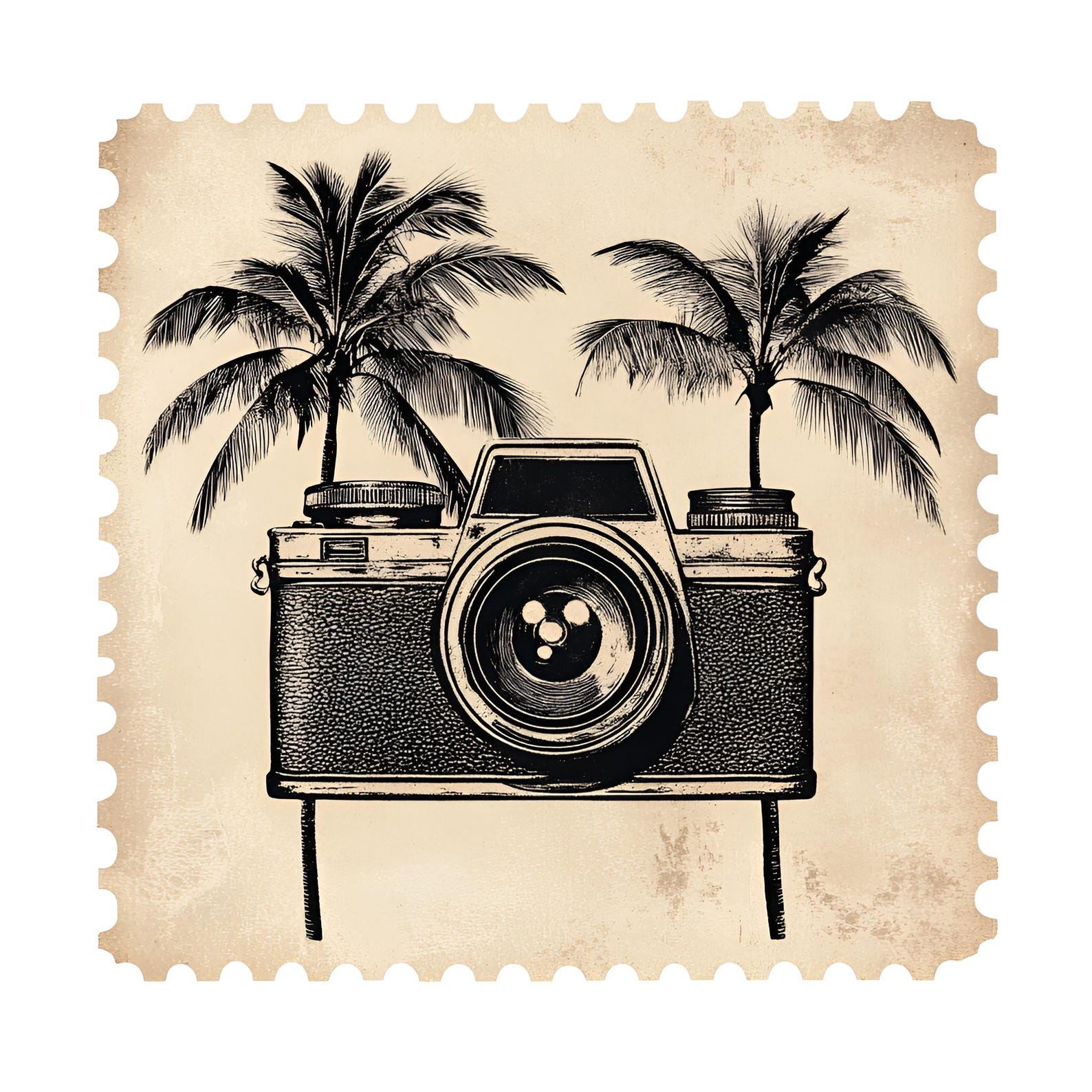 Retro Summer Postage Clipart: Vintage Travel Stamp PNG Images (digital ...