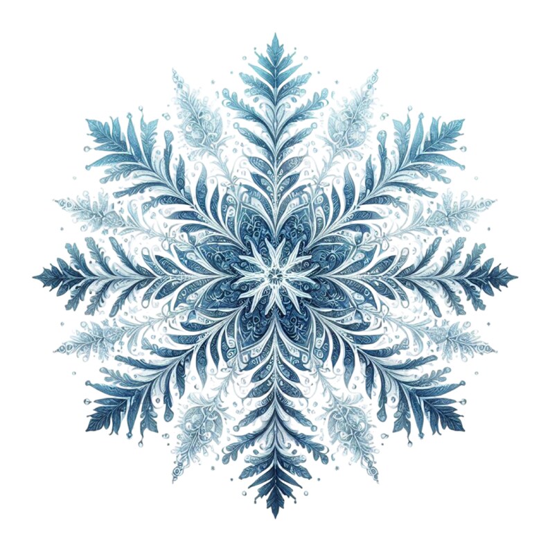 26 Watercolor Snowflake Png Clipart Bundle,christmas Clipart,instant ...
