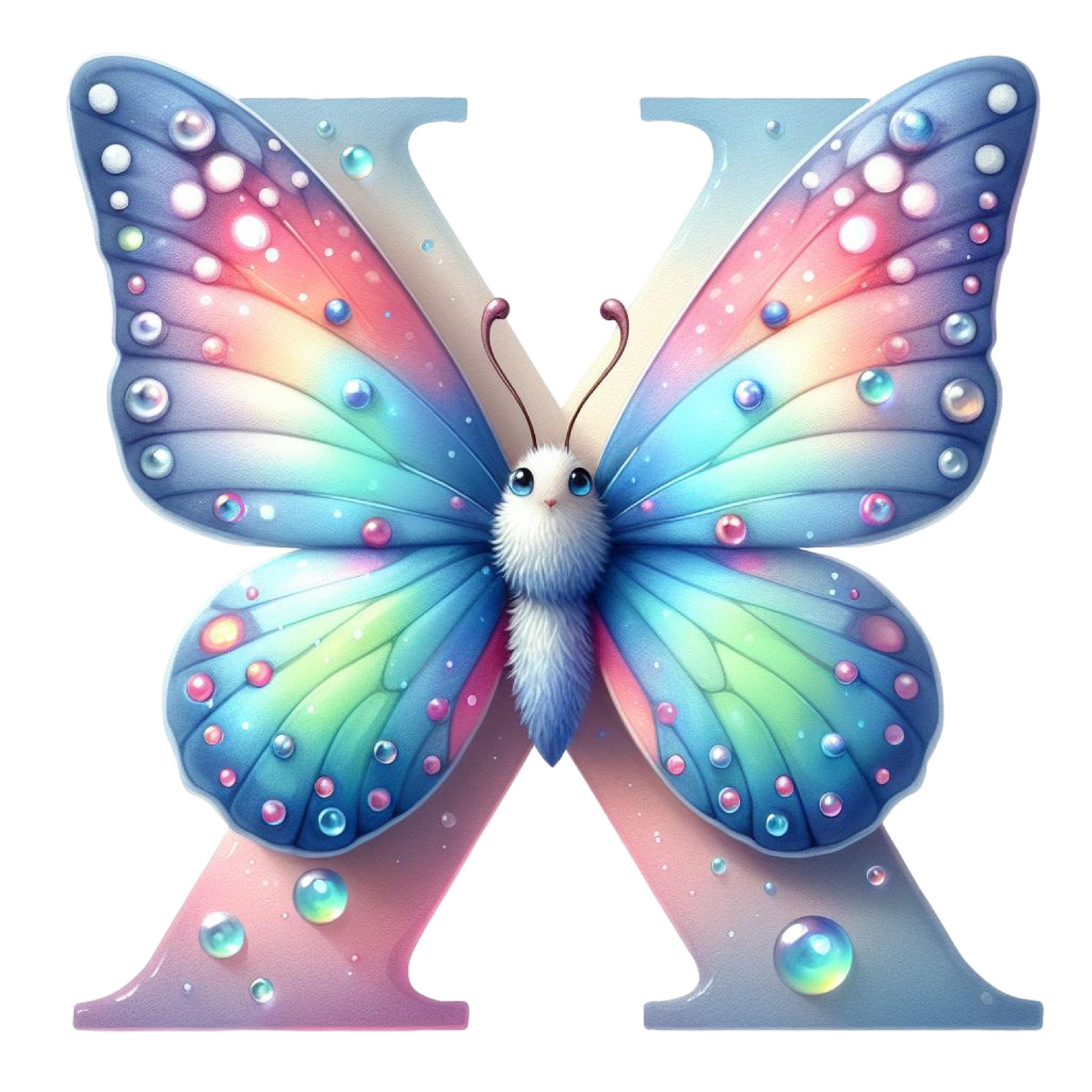 Watercolor Butterfly Alphabet and Numbers Clipart – Floral Letter PNG ...