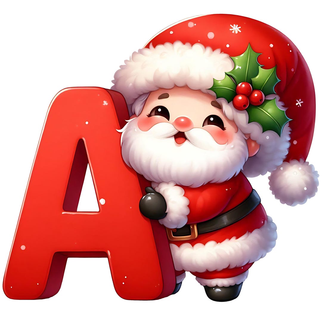 Christmas Santa Alphabet Clipart: Festive Holiday Letters PNG Images ...