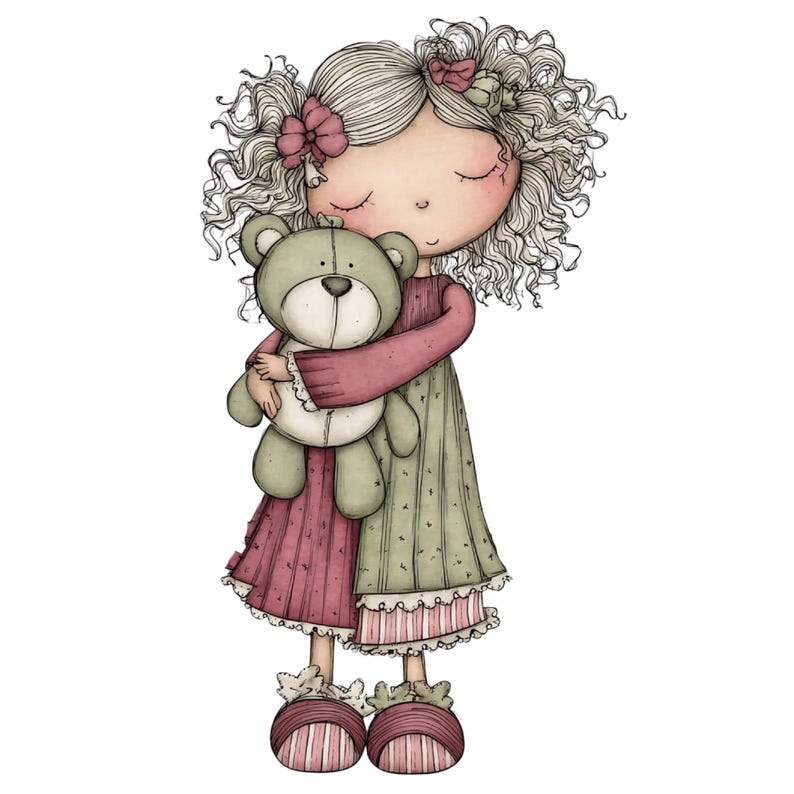 Whimsical Girl Clipart – Dreamy Character PNG Set (instant Download ...