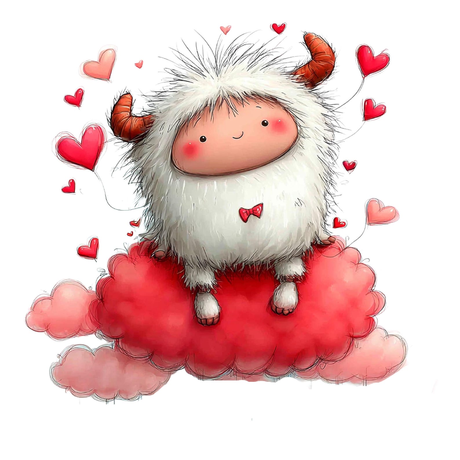 Watercolor Valentine Yeti Clipart Set: Romantic Winter Character Bundle ...