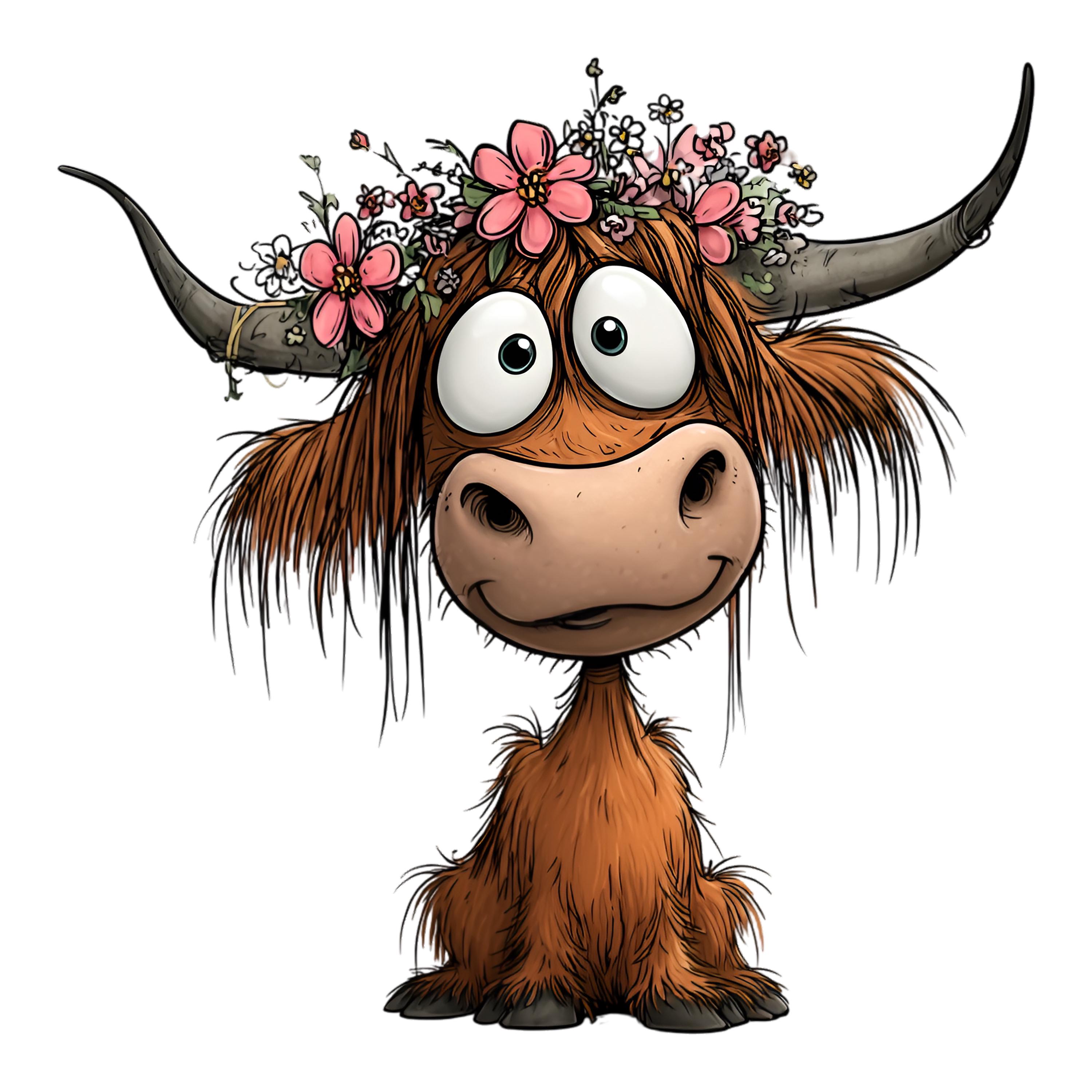 Whimsical Highland Cow Clipart Bundle – Cute Farm Animal PNG Set ...