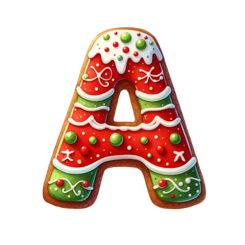 Gingerbread Alphabet Clipart: Christmas PNG Graphics Digital Download ...