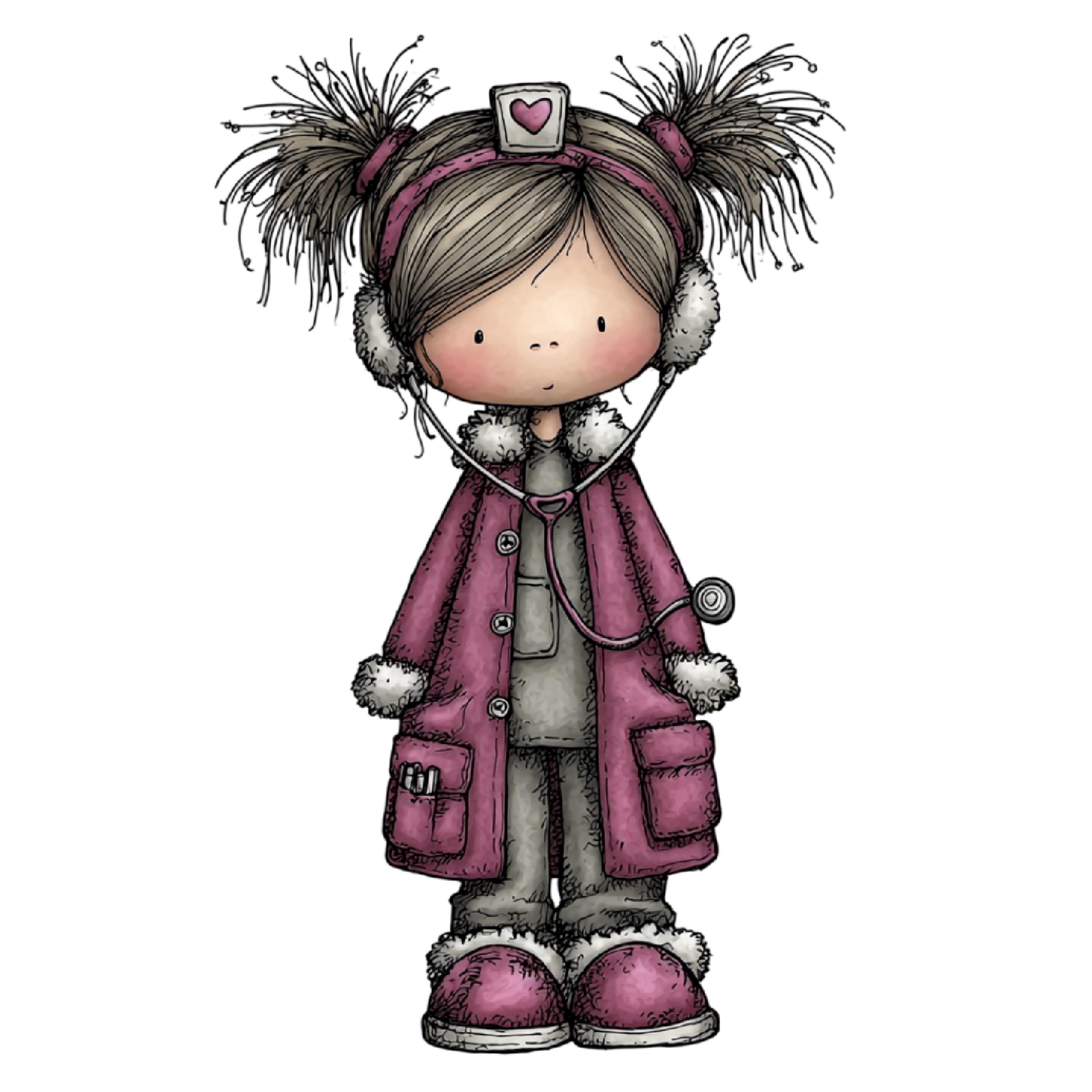Whimsical Christmas Nurse Girls Clipart – Cute Holiday Medical PNG ...