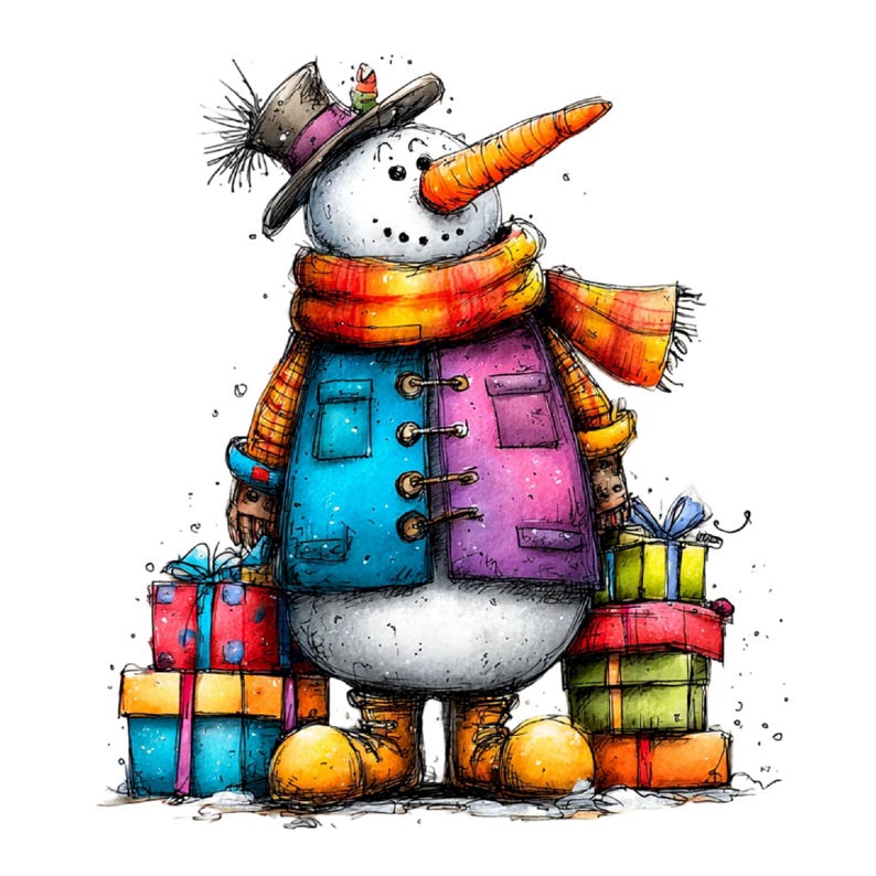 Christmas Snowman Clipart – Cute Winter Holiday PNG Bundle (digital Download, Commercial Use) 24 ...