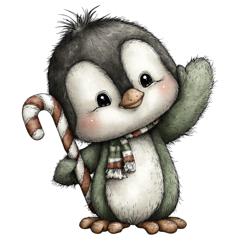 Whimsical Penguin Christmas Clipart – Cute Holiday Penguin PNG Set ...
