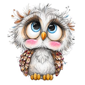 Whimsical Baby Snowy Owl Clipart – Winter Woodland PNG Set (instant ...
