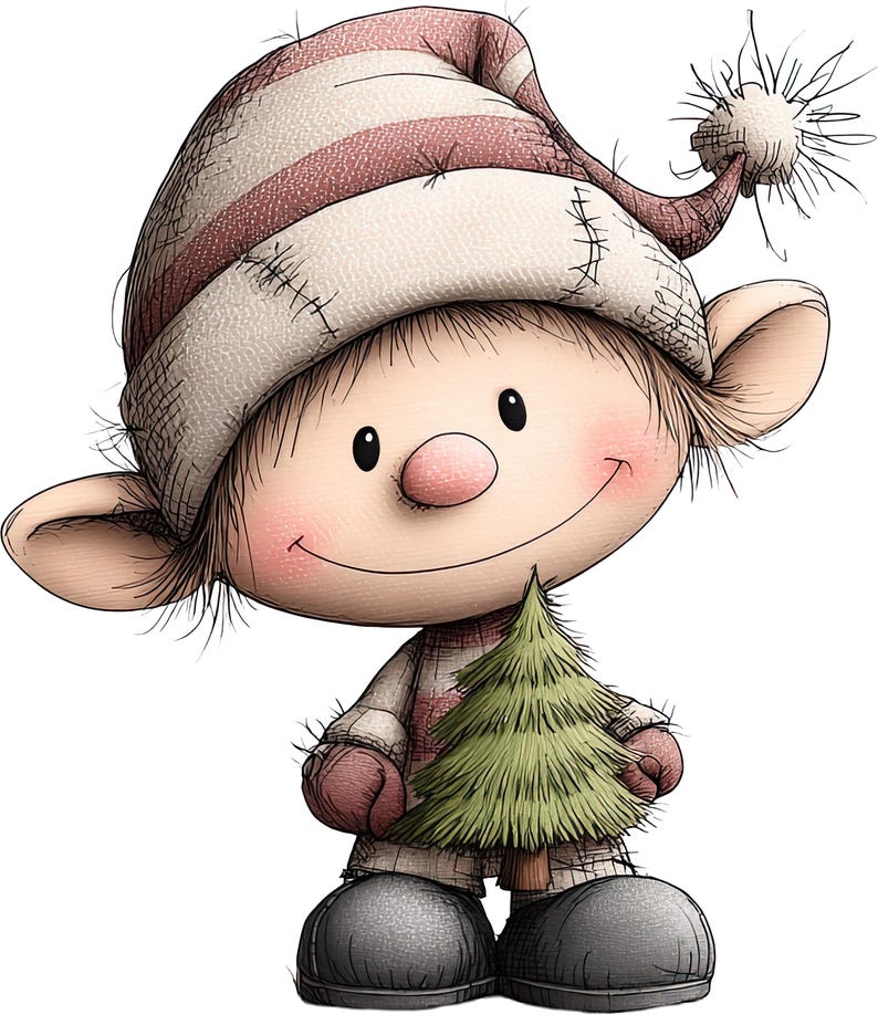 Whimsical Elf Clipart Bundle: Cute Christmas PNG Images (digital ...