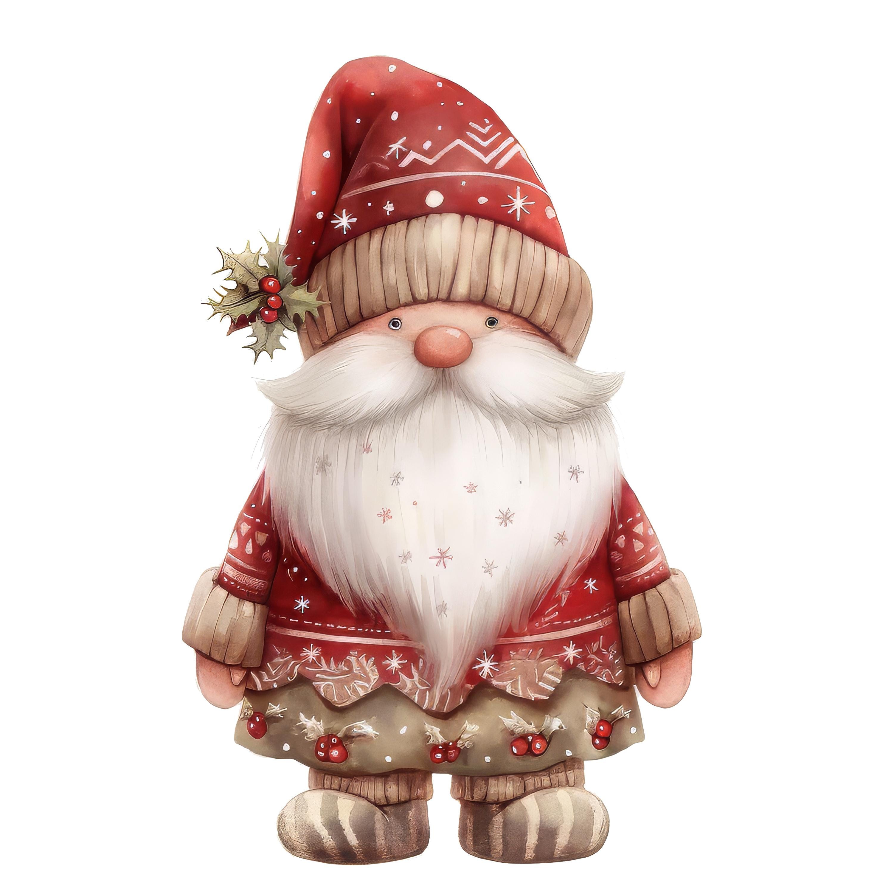 Watercolor Christmas Gnome Clipart Bundle: Cute Holiday PNG Images ...