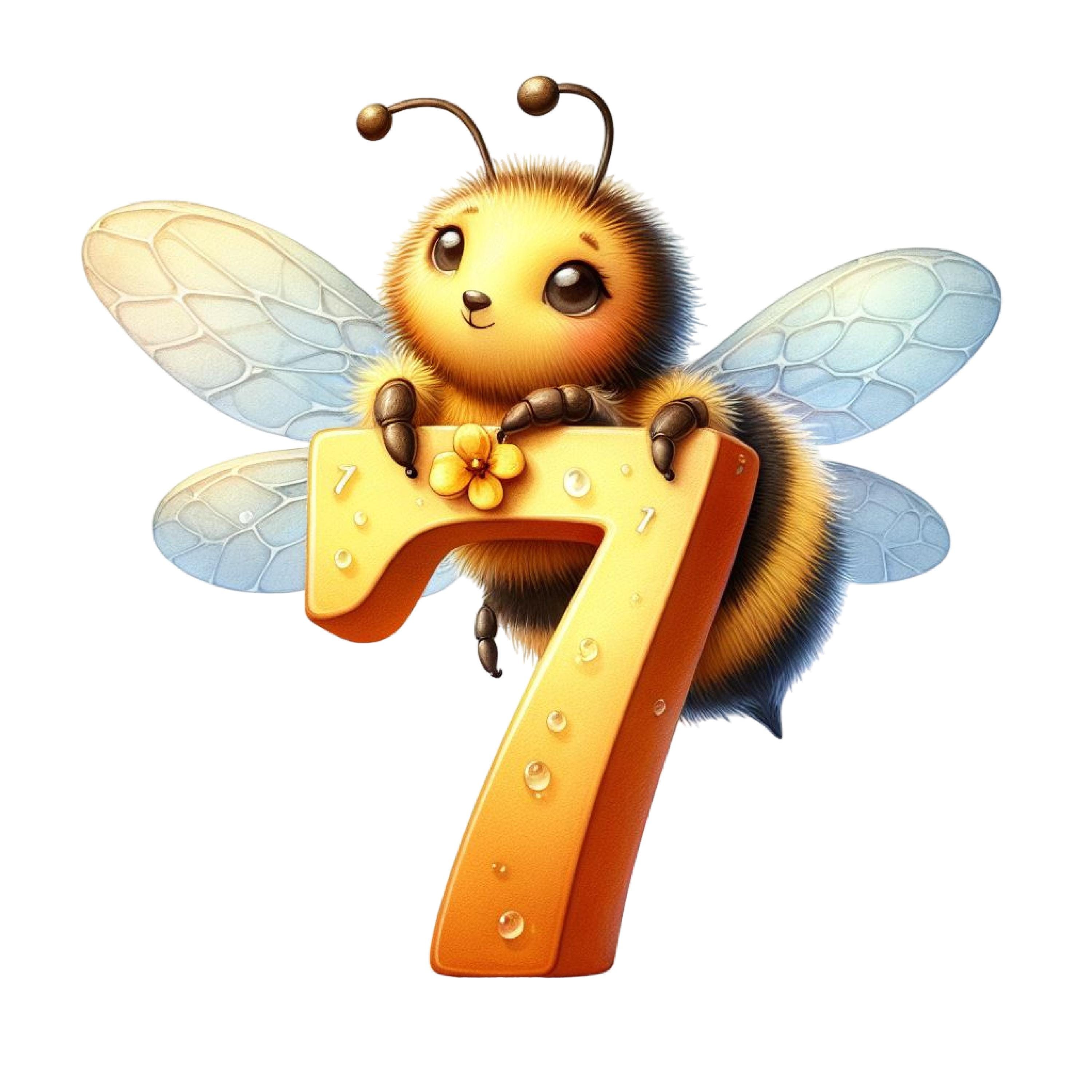 Bee Alphabet Letters & Numbers Clipart: Cute Honey PNG Images (digital ...