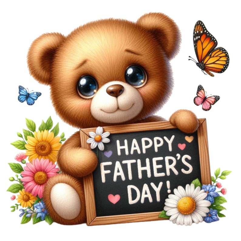 Father's Day Teddy Bear Clipart Bundle: Cute Dad PNG Images (digital ...