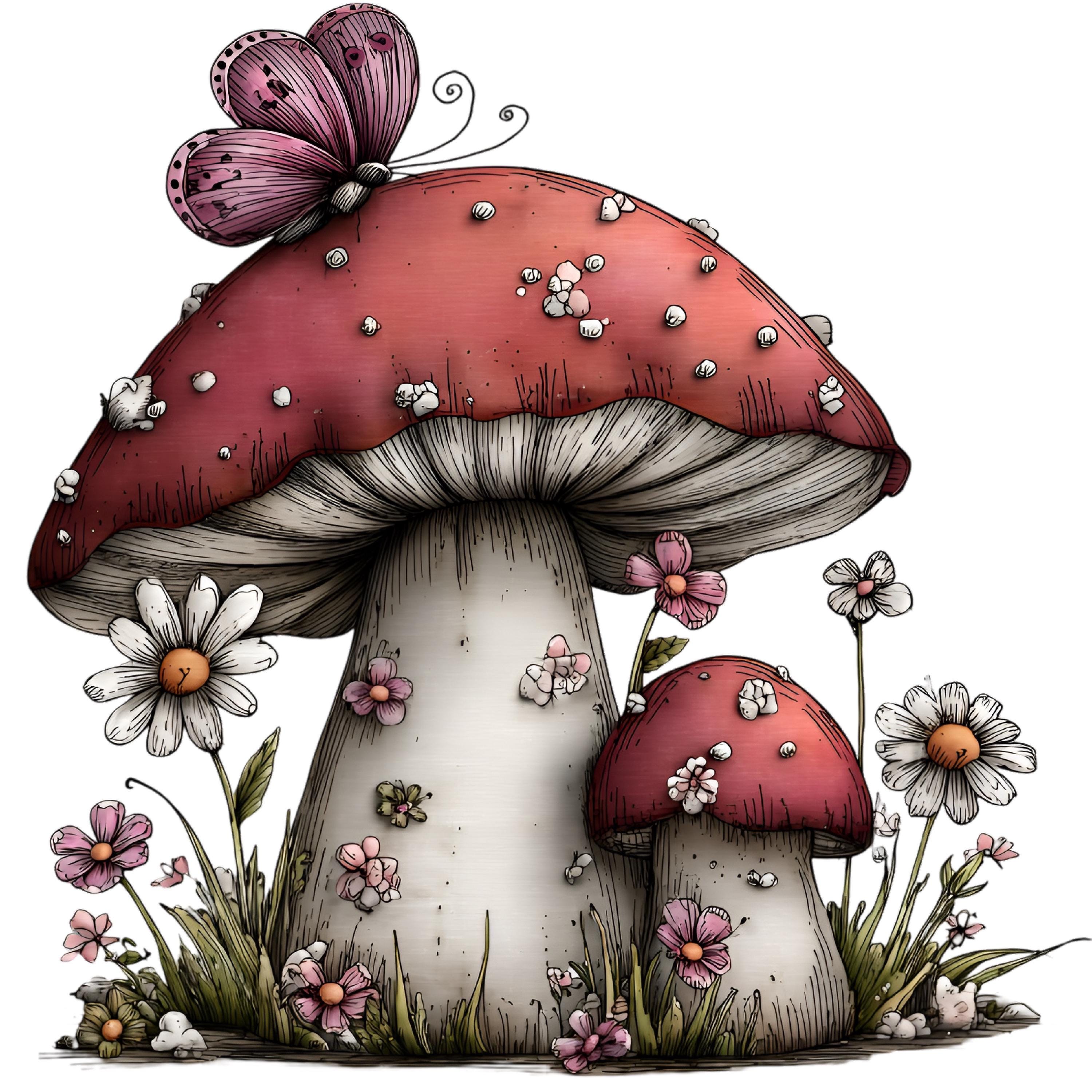 Watercolor Whimsical Mushroom Clipart – Enchanted Forest PNG Set ...