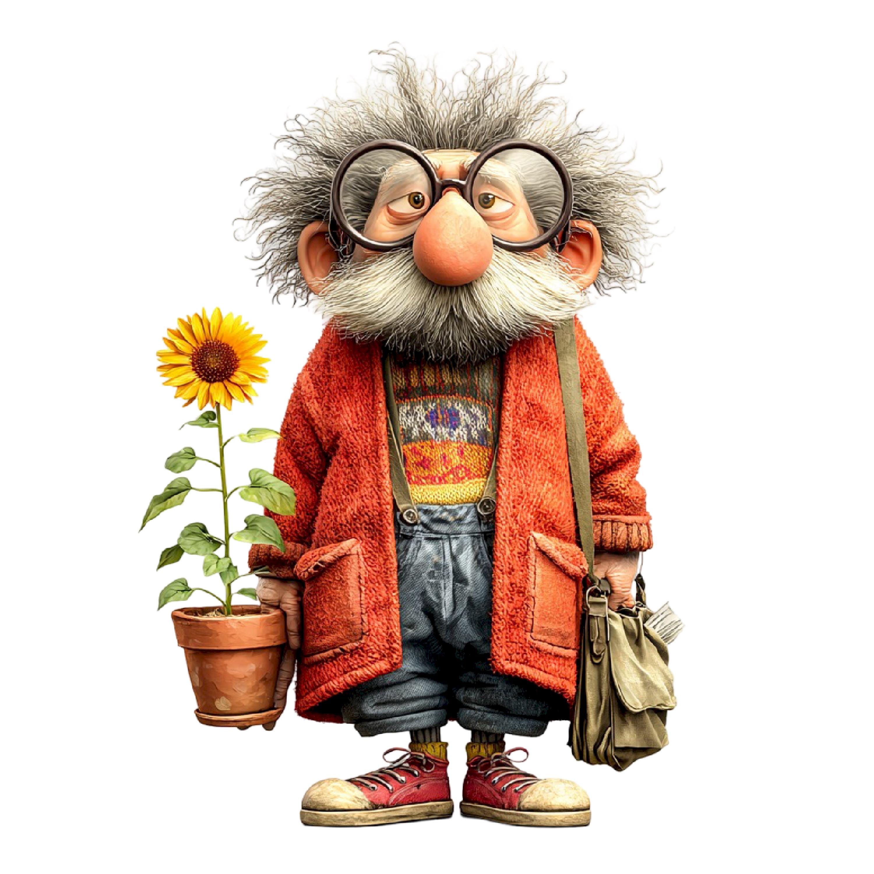 Elderly Man With Flowers Clipart: Quirky Old Man Set 26 PNG - Etsy