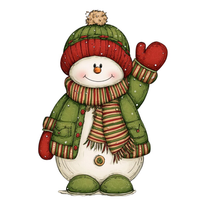 Whimsical Christmas Snowman Clipart: Cute Holiday PNG Images (digital ...