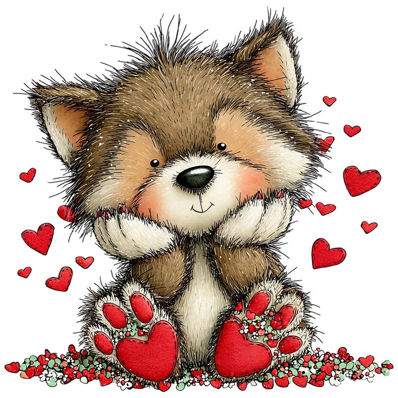 Animals Valentine Day Clipart: Whimsical Graphics Digital Download 48 ...