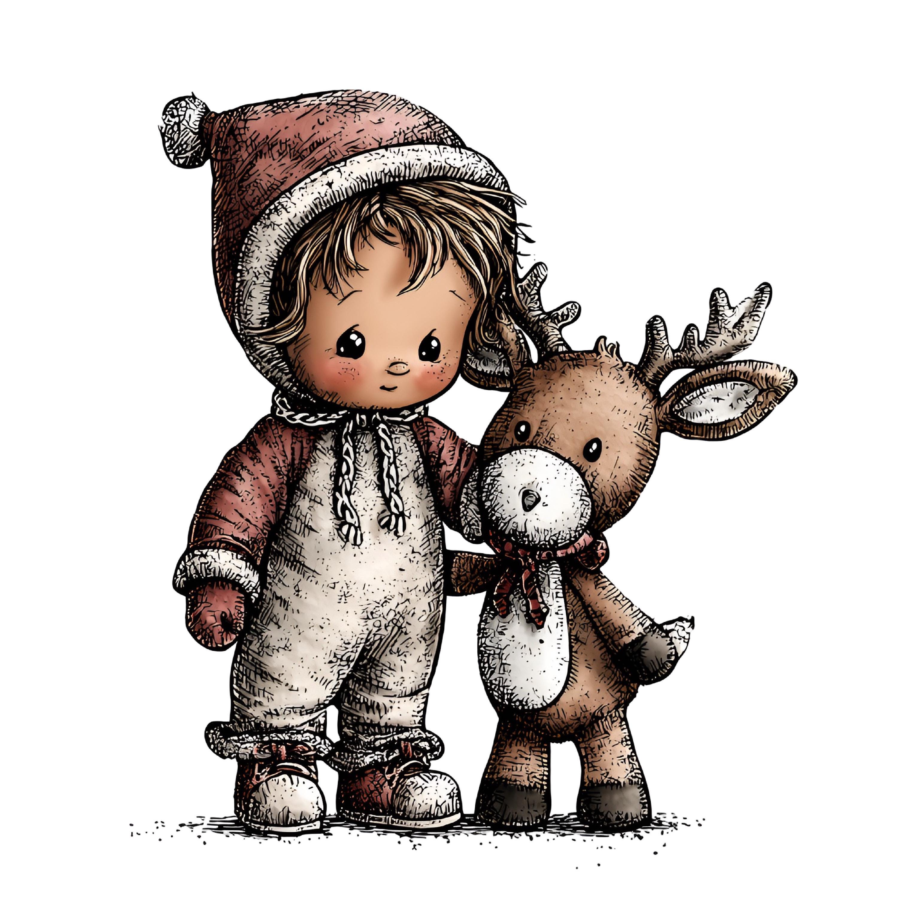 Christmas Kids Watercolor Clipart – Festive Holiday PNG Set (instant ...